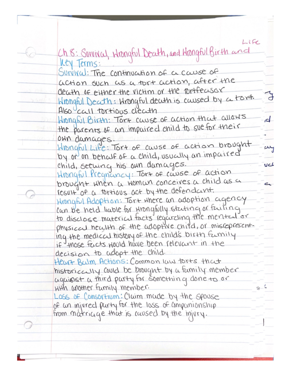 Chapter 8 Survival, Wrongful Death, And Wrongful Birth - LAW 9007 - Studocu