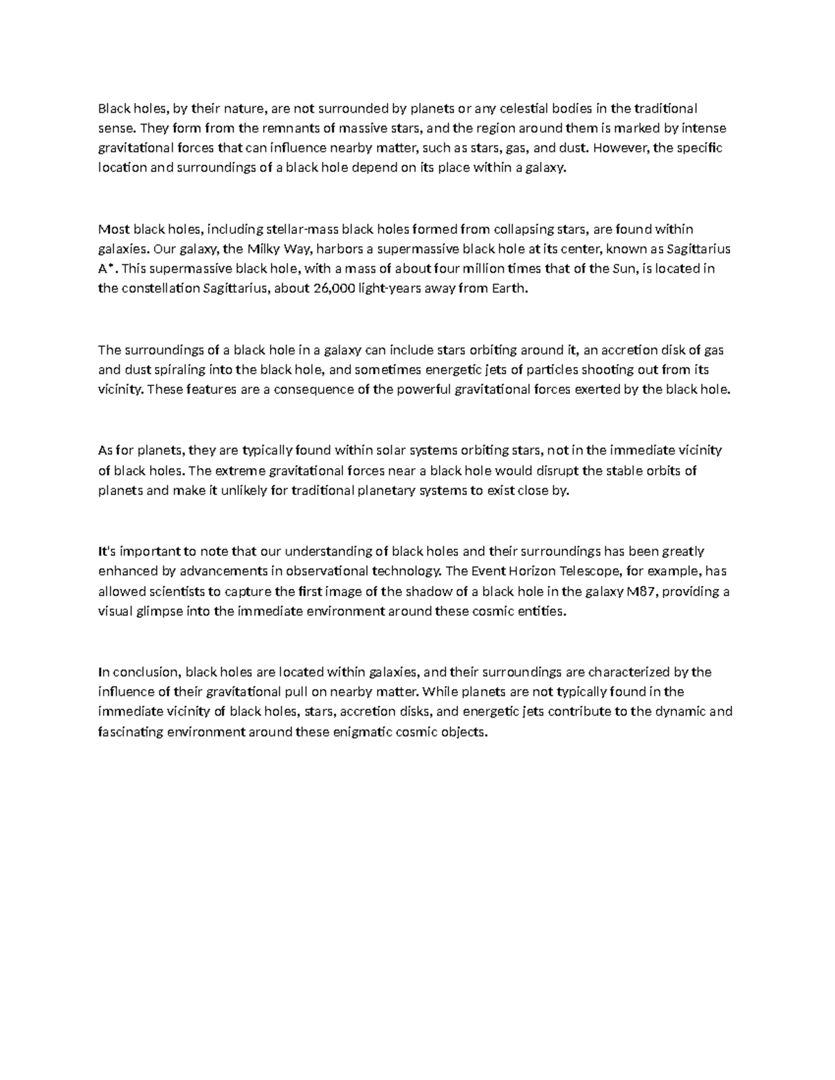 Astrom 4 - lecture notes - Black holes, by their nature, are not ...