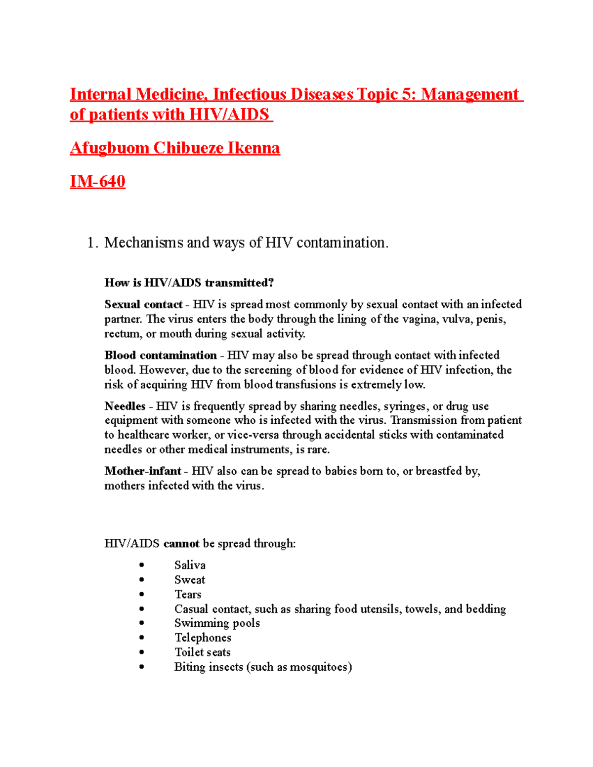 IM. ID Topic 5. - Internal Medicine, Infectious Diseases Topic 5 ...