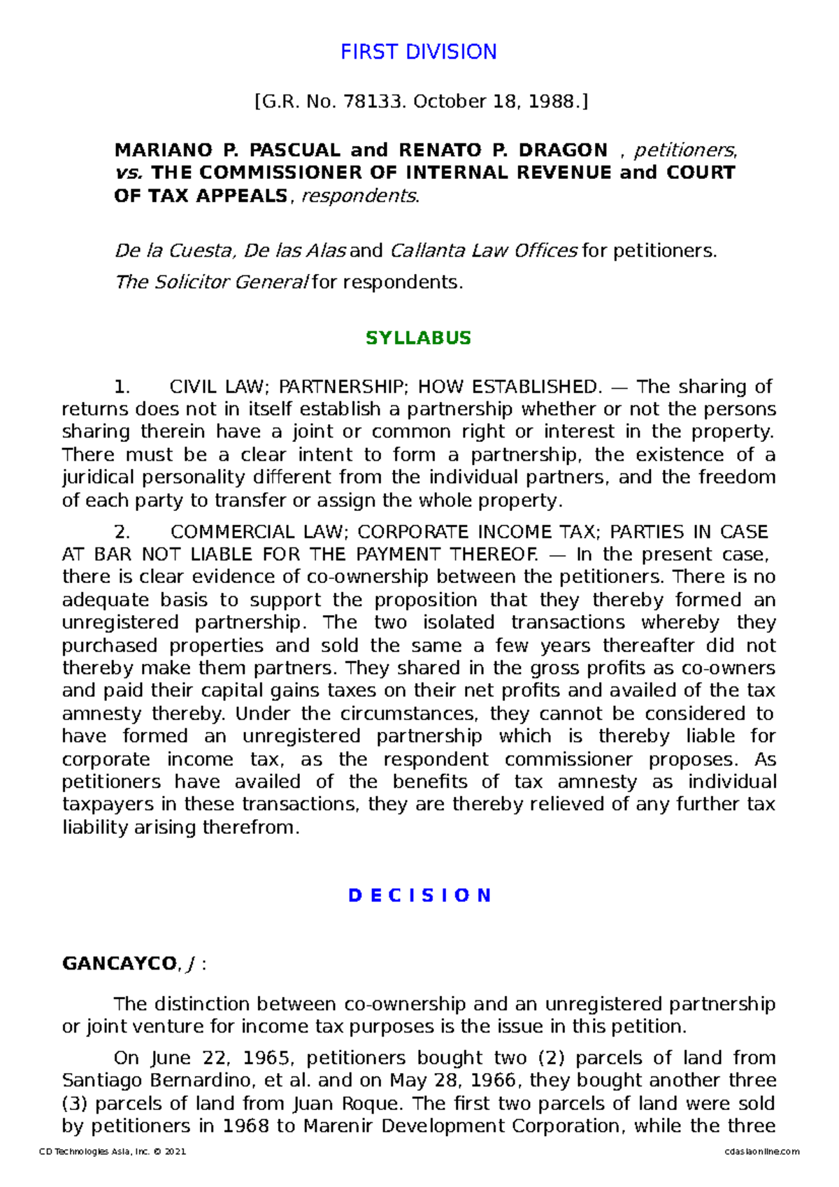 2. (PAT) Pascual and Dragon vs The Commissioner of Internal Revenue ...