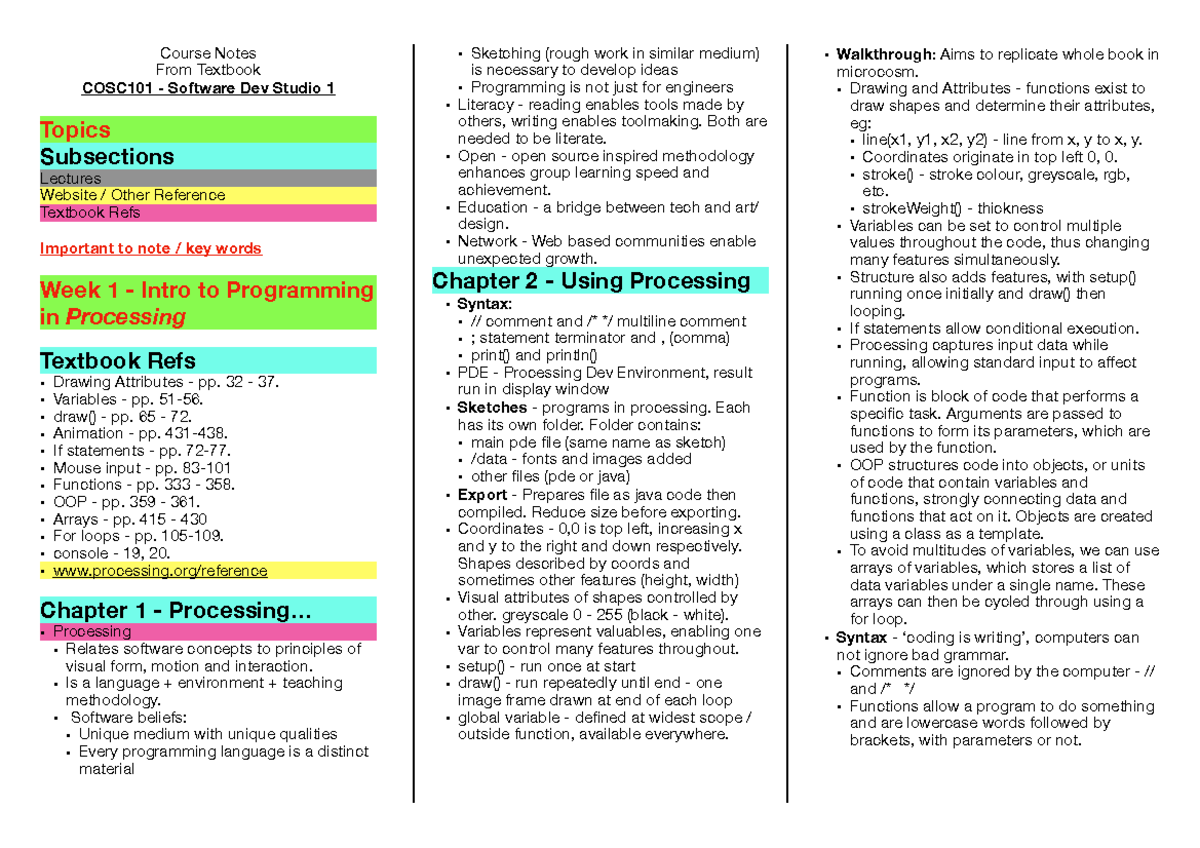 COSC101 Textbook Readings Summary - Course Notes From Textbook COSC101 ...