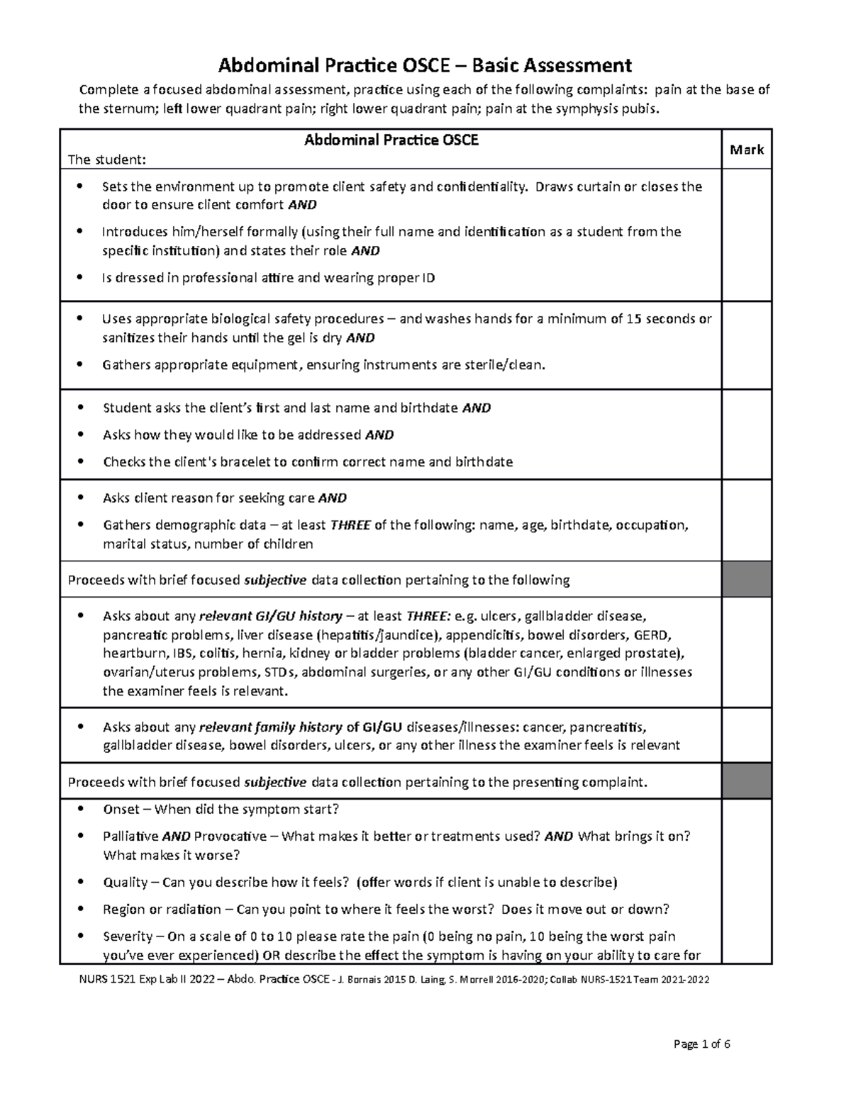 Abdominal Practice OSCE 2022 Practice OSCE FOR LAB - Complete a focused ...