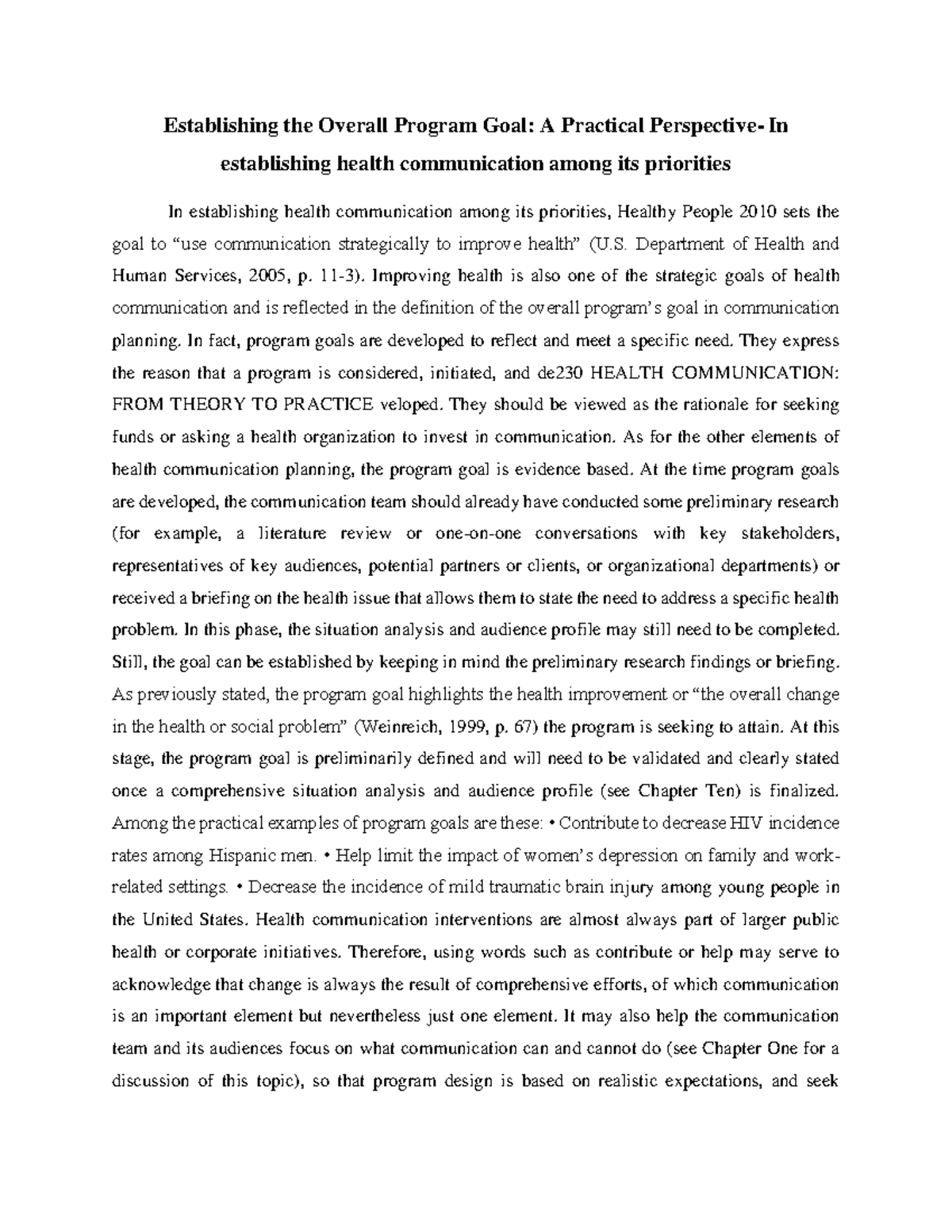 Establishing the Overall Program Goal- A Practical Perspective- In ...