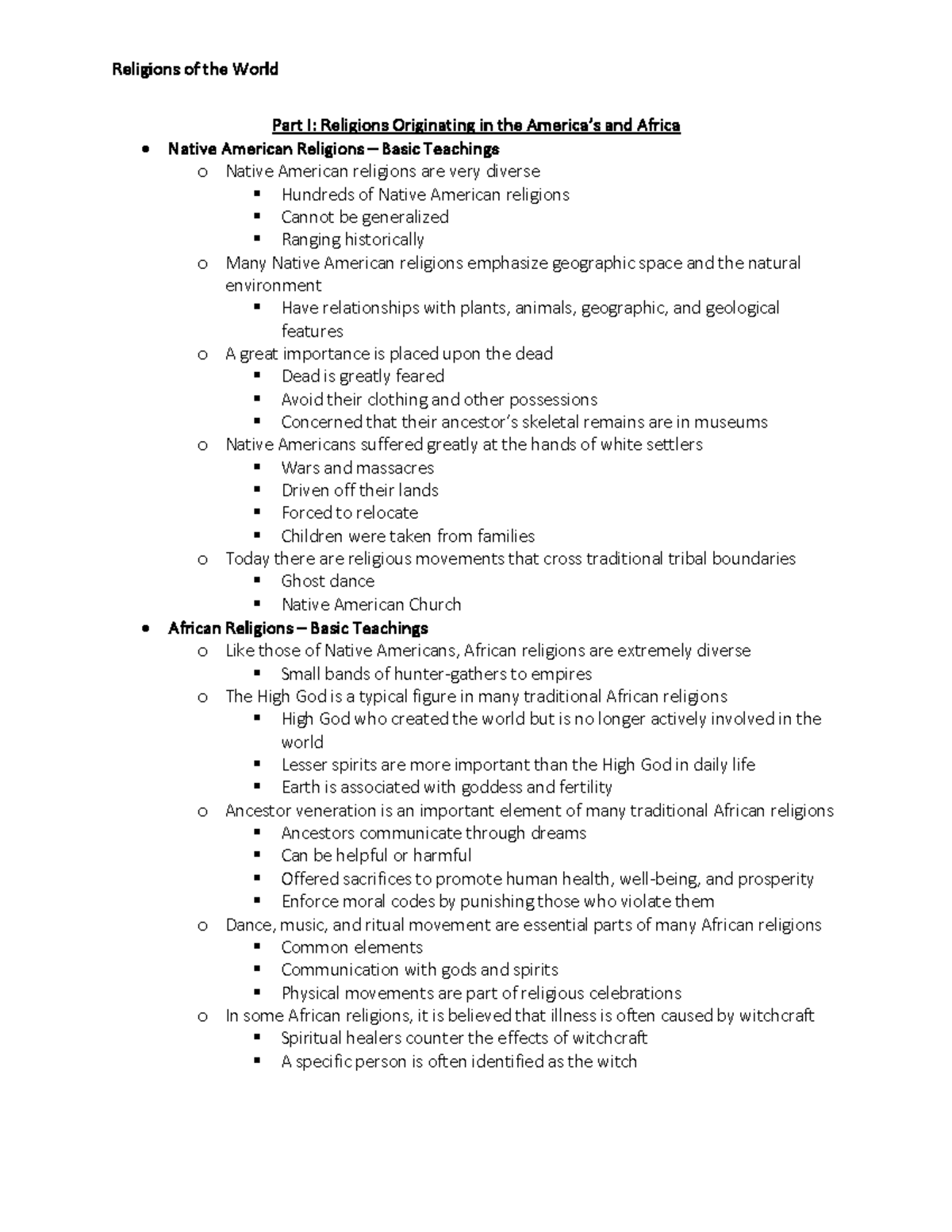 Religions of the World Part 1 - Studocu