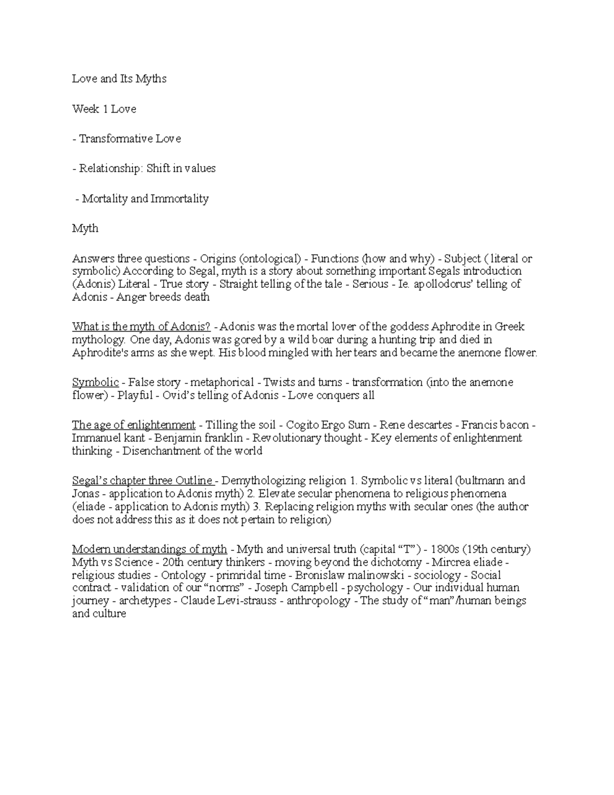 Love and its myths week 1 - Love and Its Myths Week 1 Love ...