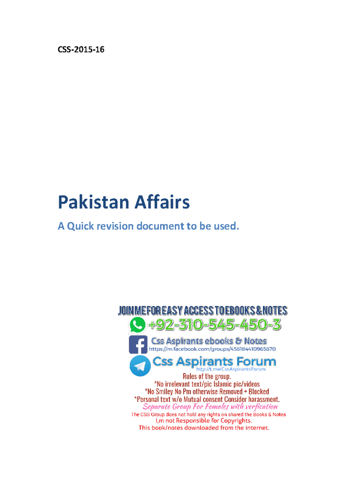 Pakistan Affairs Timeline and Notes - CSS-2015- Pakistan Affairs A ...