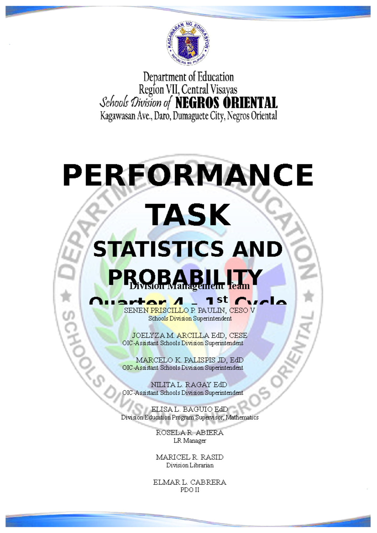 Core Stat Probability Task 1 Final with Cover Page - Republic of the ...