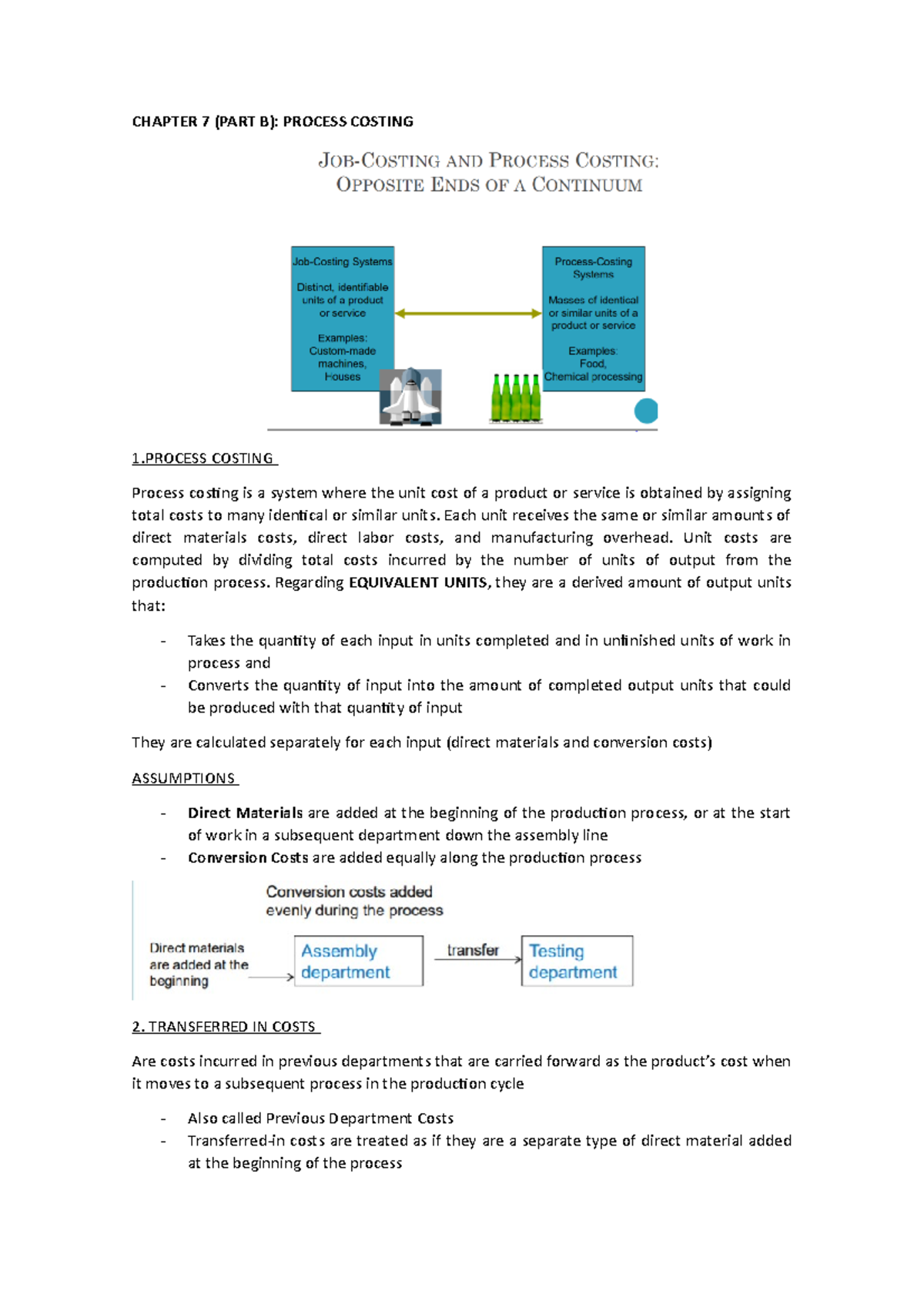 Chapter 7 (PART B) - profesor paulo - CHAPTER 7 (PART B): PROCESS COSTING 1 COSTING Process ...
