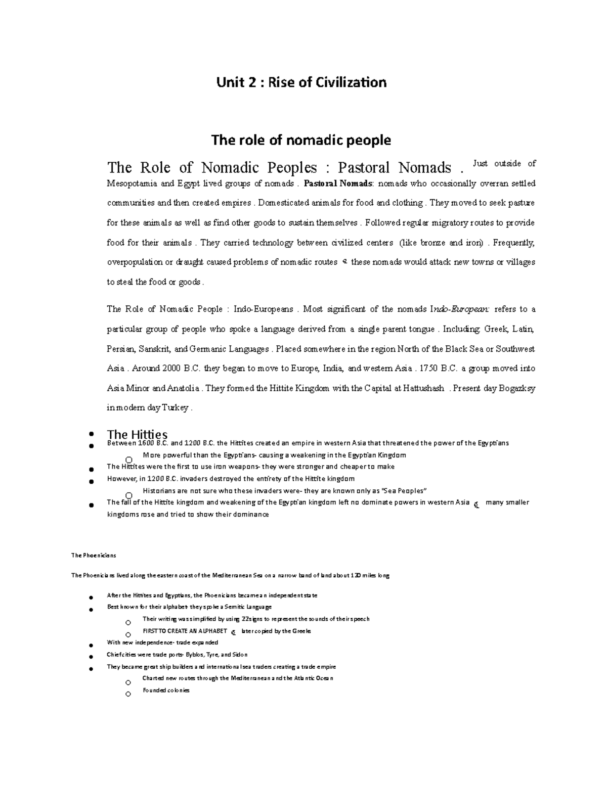 Unit 2 Rule of Civilization - Unit 2 : Rise of Civilization The role of ...