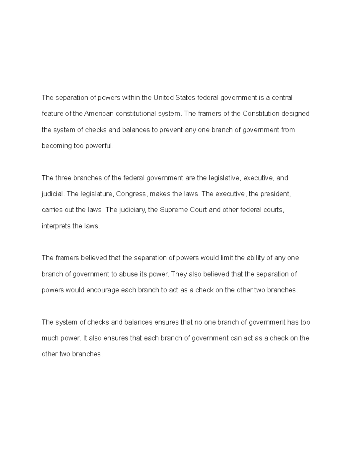 LSJ360 course outline - The separation of powers within the United ...