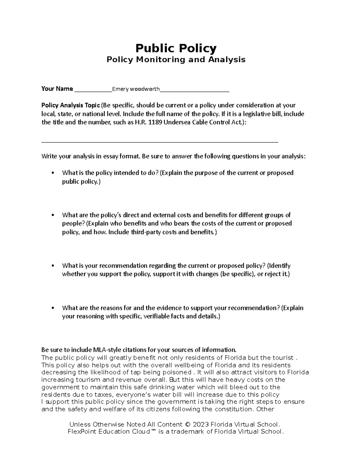 Public policy template - Public Policy Policy Monitoring and Analysis ...