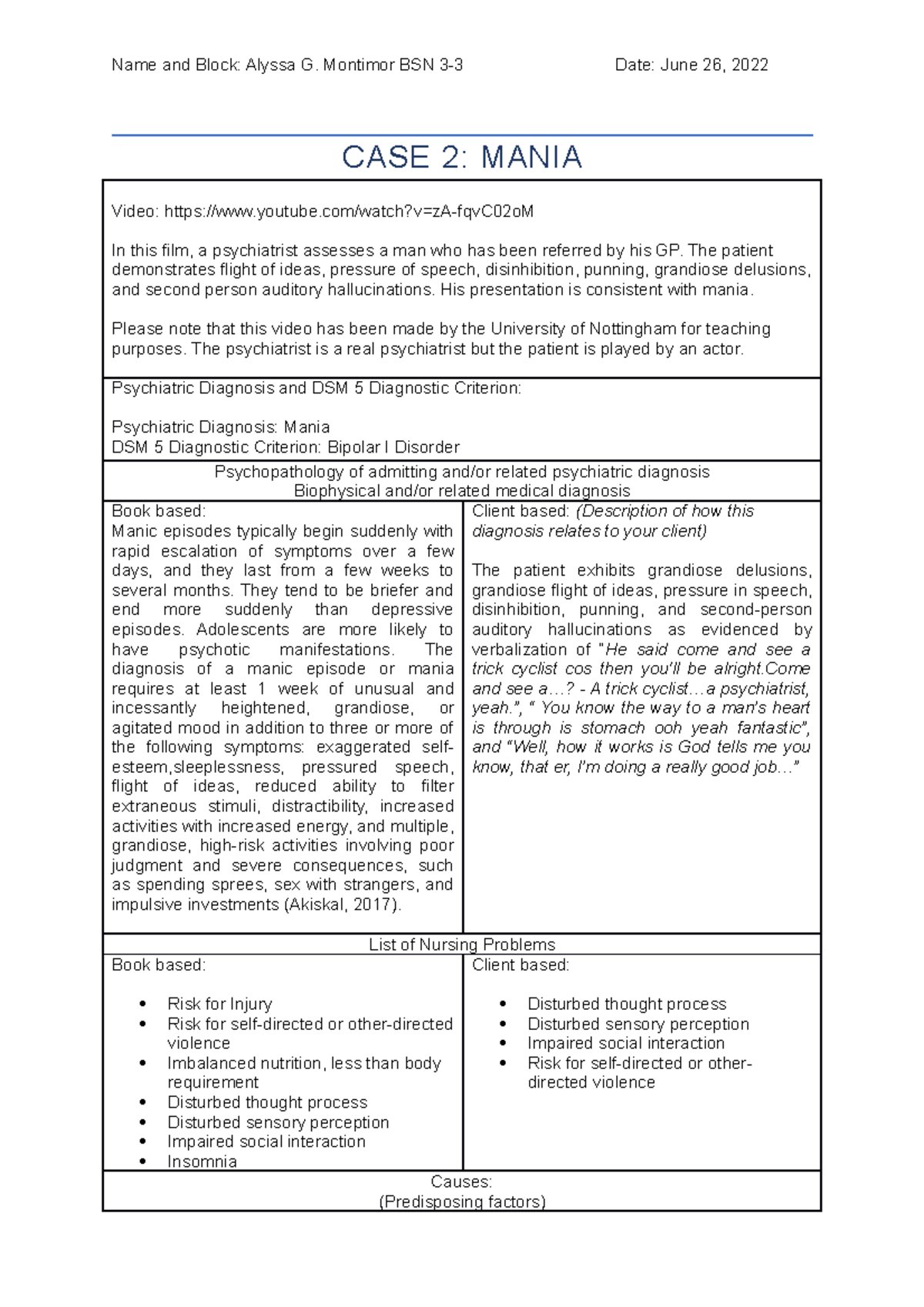 Case 2. Mania - eqewewqe - CASE 2: MANIA Video: youtube/watch?v=zA ...