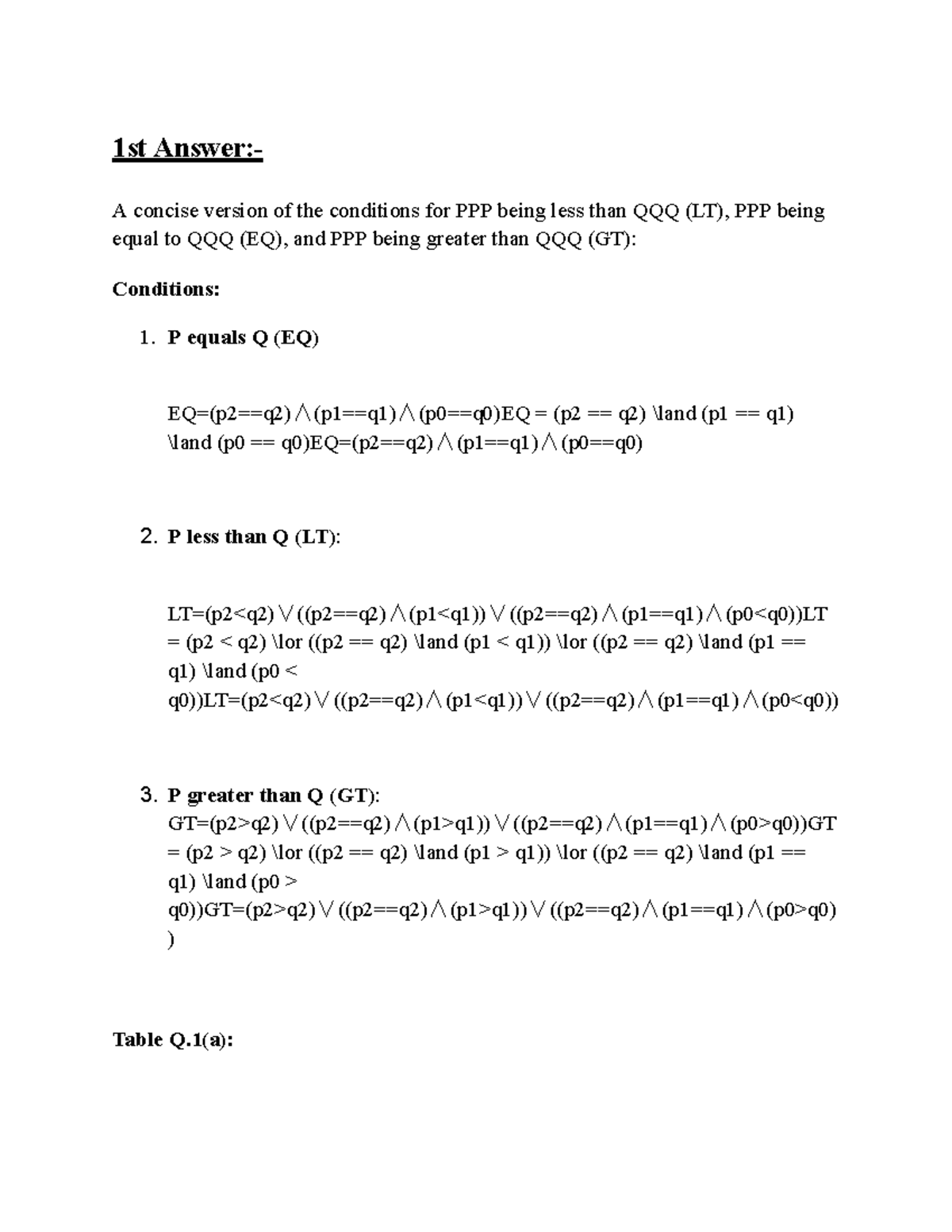 1st answer - good materil - 1st Answer:- A concise version of the conditions for PPP being less ...