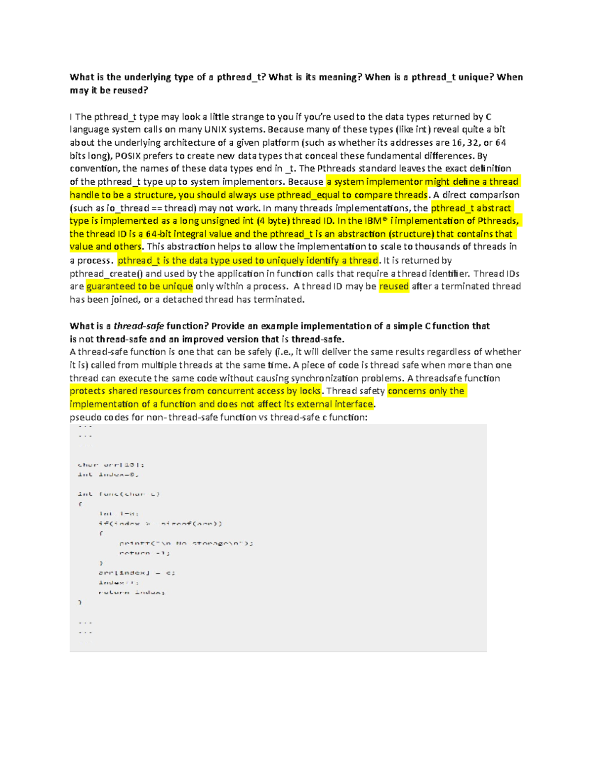 Lab 2 Report - Lab_assignment_solutions - What is the underlying type of a pthread_t? What is ...