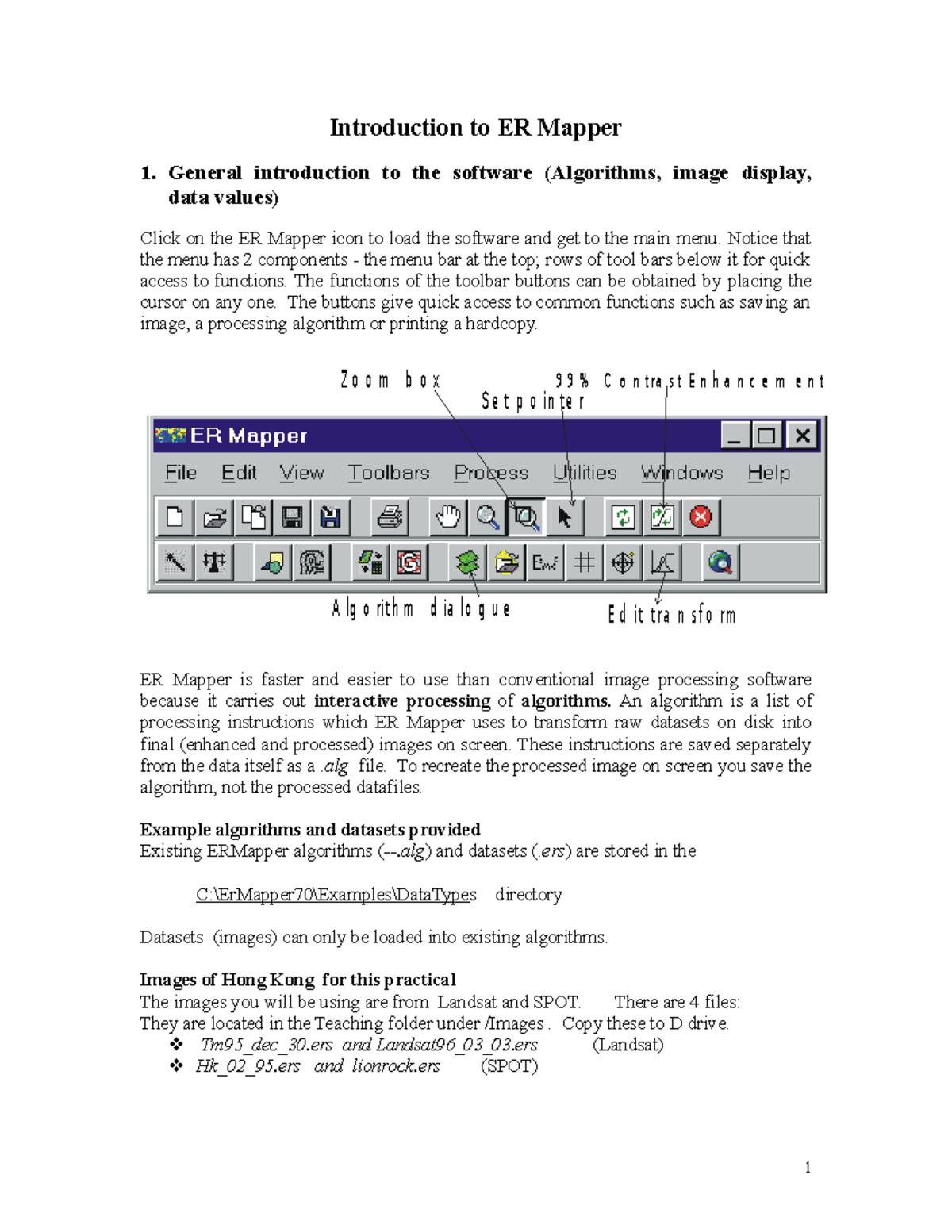 Prac 1 - Prac 1 - Introduction to ER Mapper 1. General introduction to ...