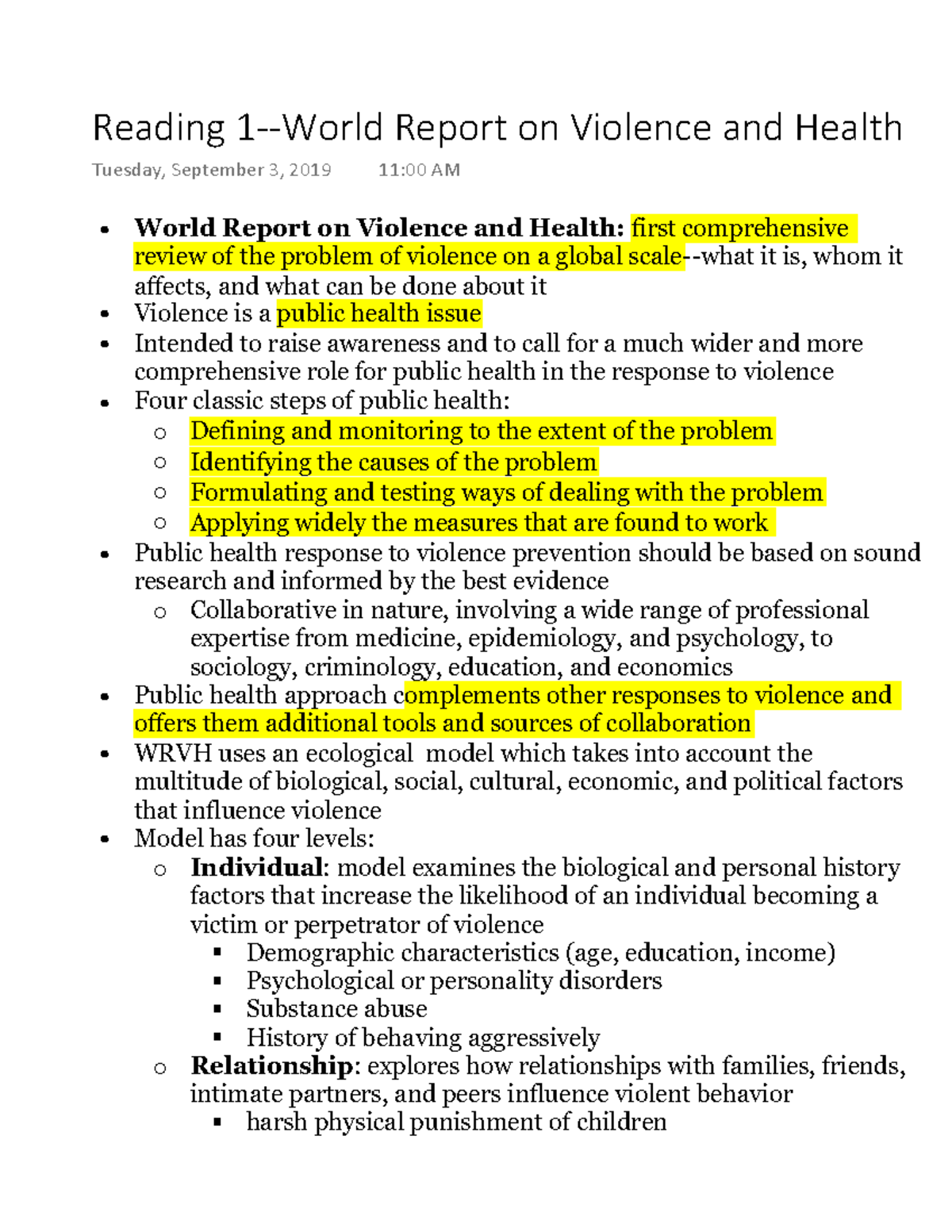 Reading 1-World Report on Violence and Health - Warning: TT: undefined ...