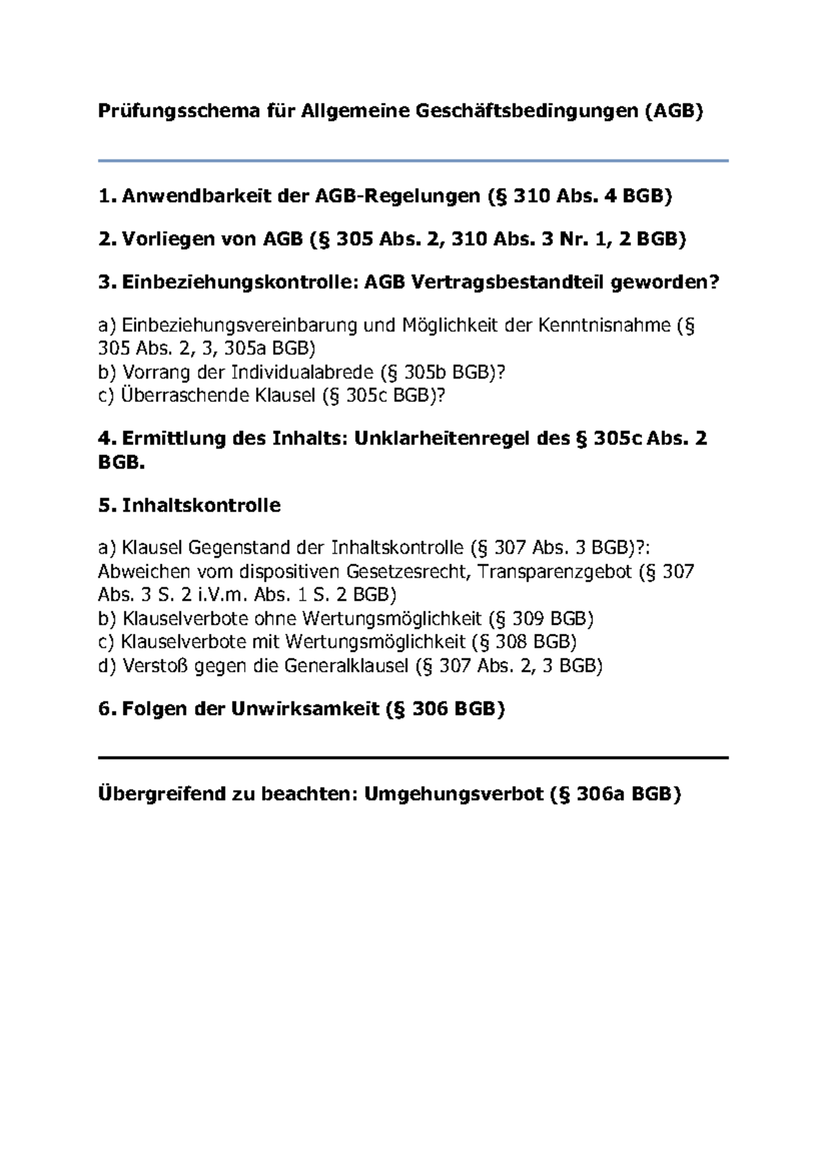Prüfungsschema für AGB - Prüfungsschema für Allgemeine ...