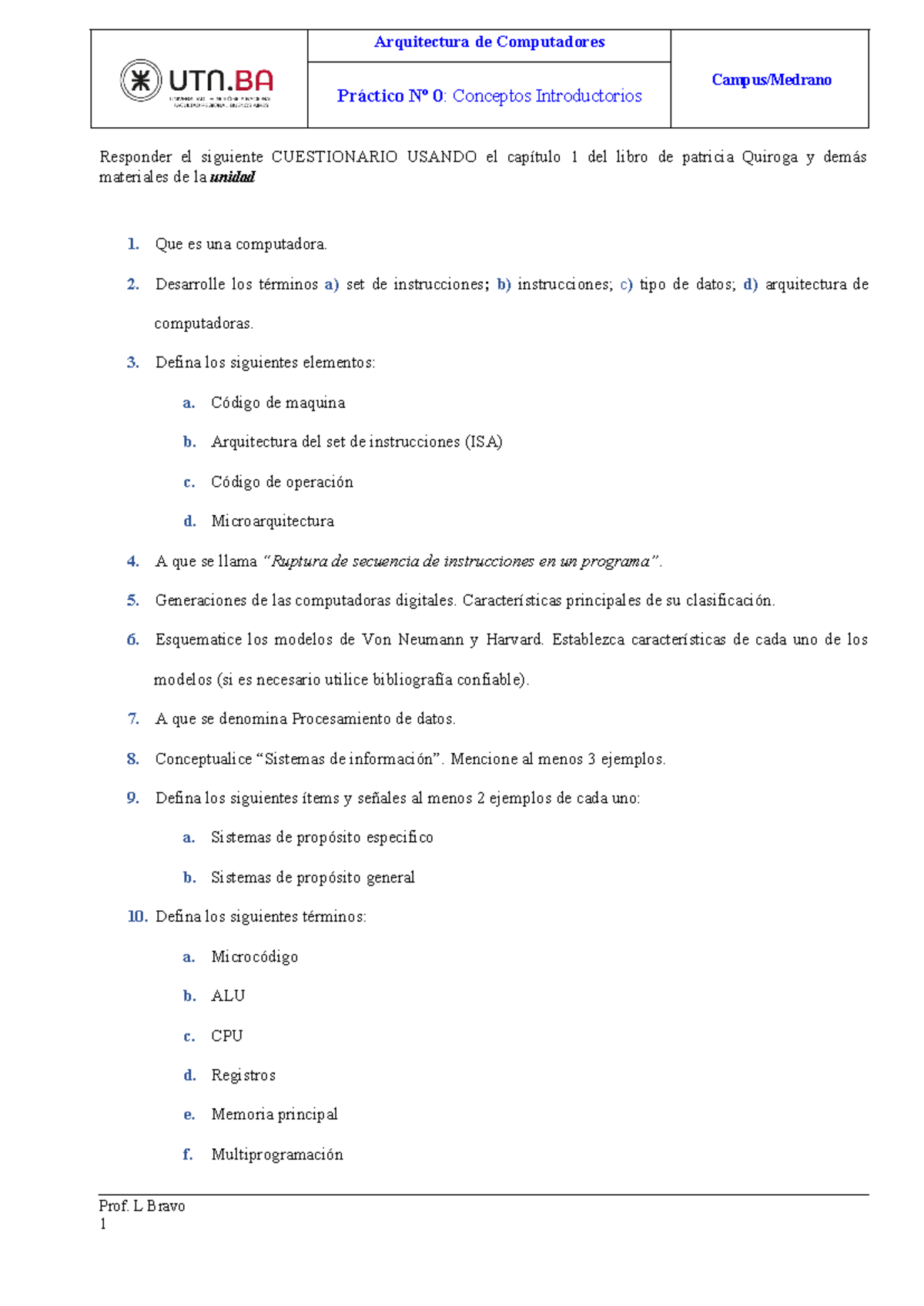 TP0 Conceptos Introductorios Unidad I - Arquitectura de Computadores ...