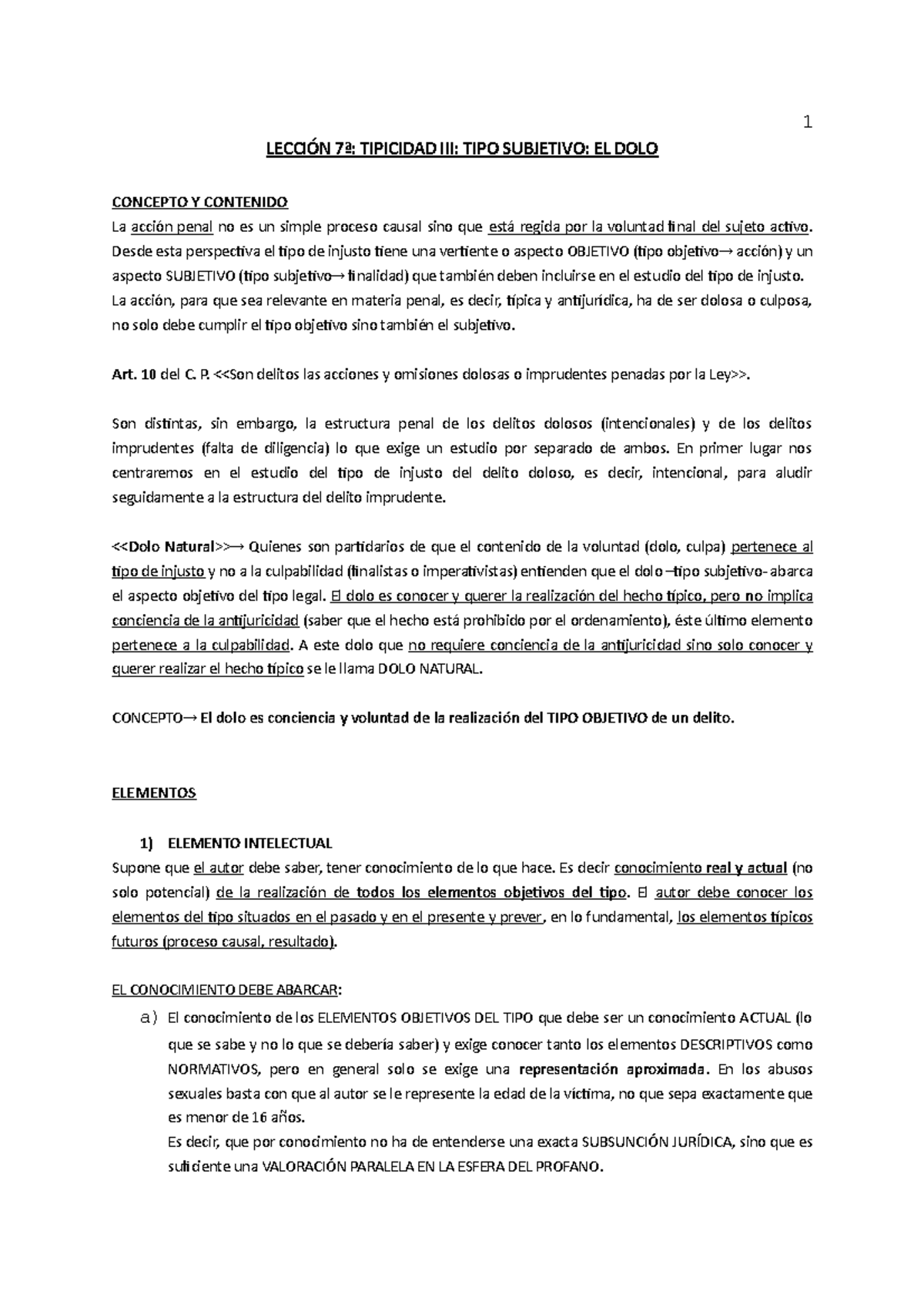 Tema 7. El dolo y sus características - LECCIÓN 7ª: TIPICIDAD III: TIPO ...