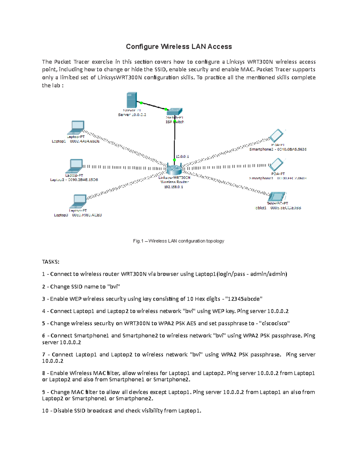 Practice Wireless security LAB - Configure Wireless LAN Access The ...