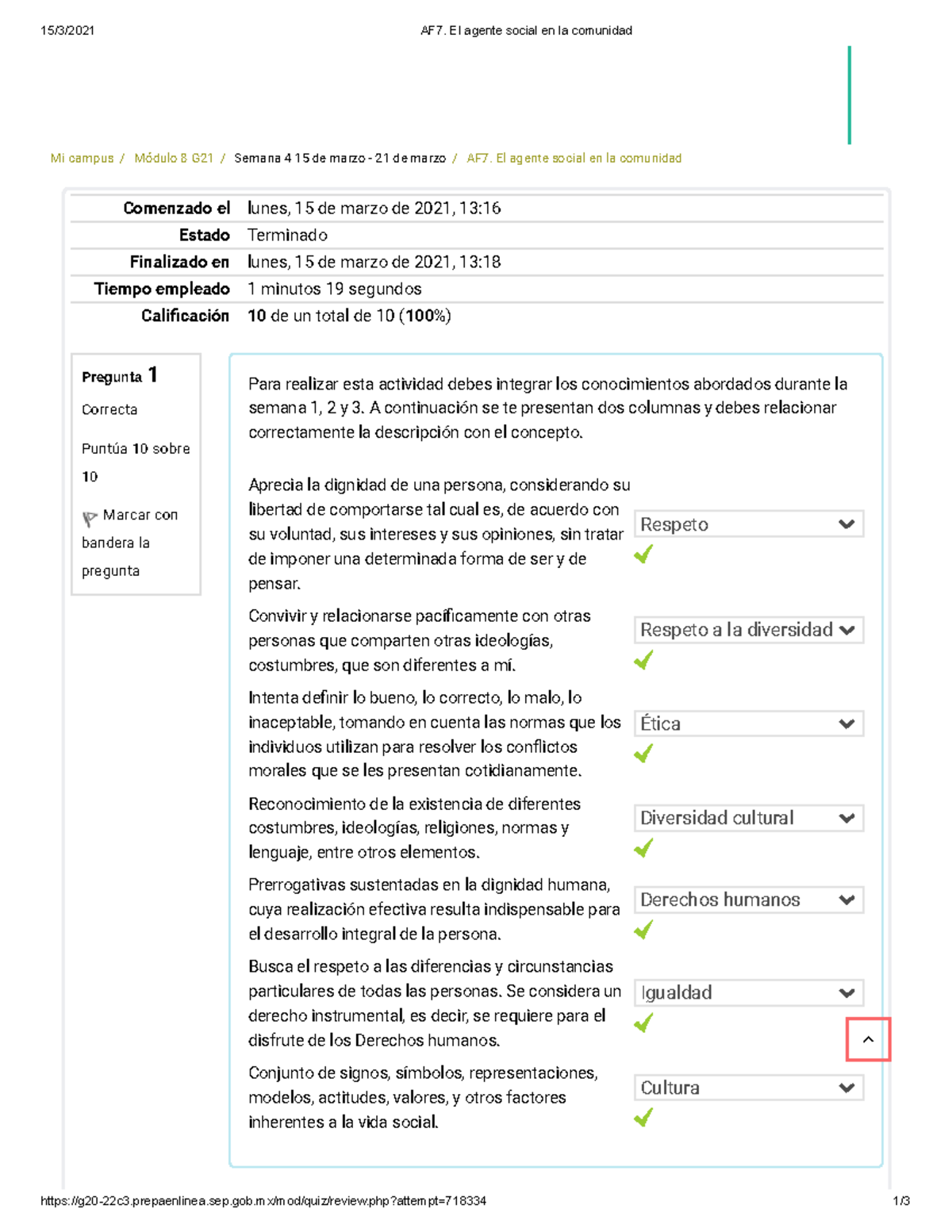 Cuestionario. AF7. El agente social en la comunidad - ####### 15/3/2021 ...