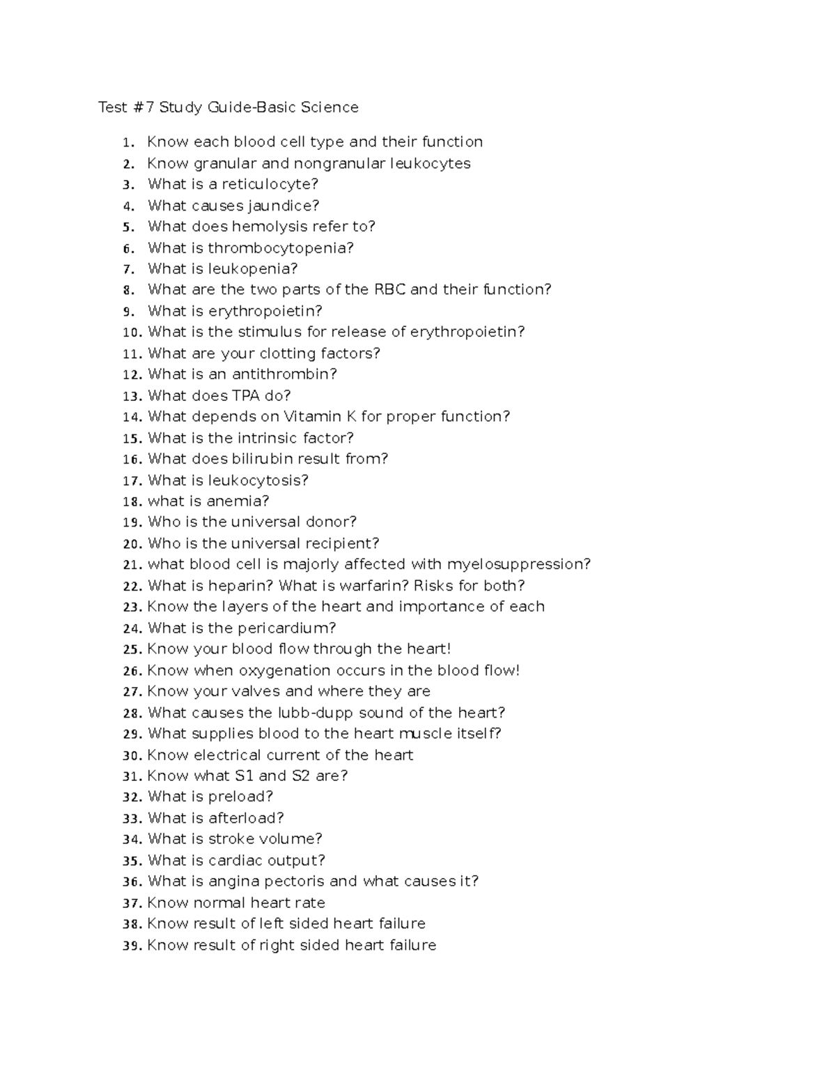 Test #7 study guide - Test #7 Study Guide-Basic Science 1. Know each ...