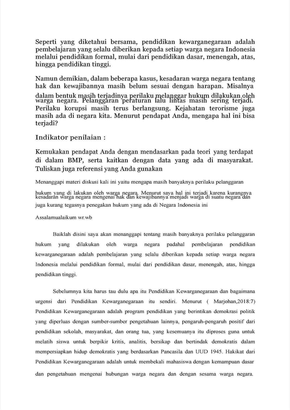 Pdf daring kwn 1 - Pkn - Seperti yang diketahui bersama, pendidikan kewarganegaraan adalah - Studocu