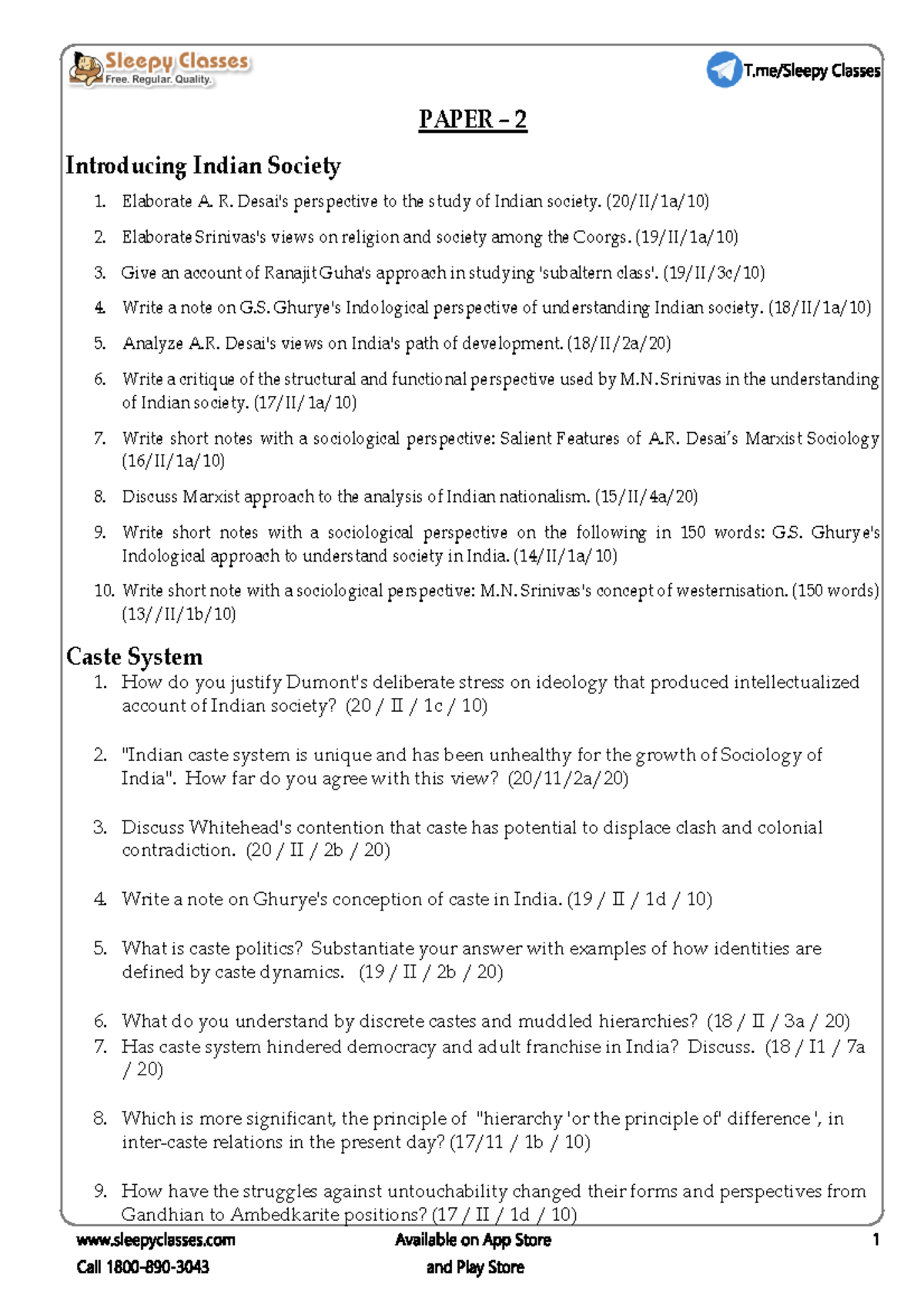 Upsc sociology paper 2 previous year questions topic wise - PAPER – 2 ...