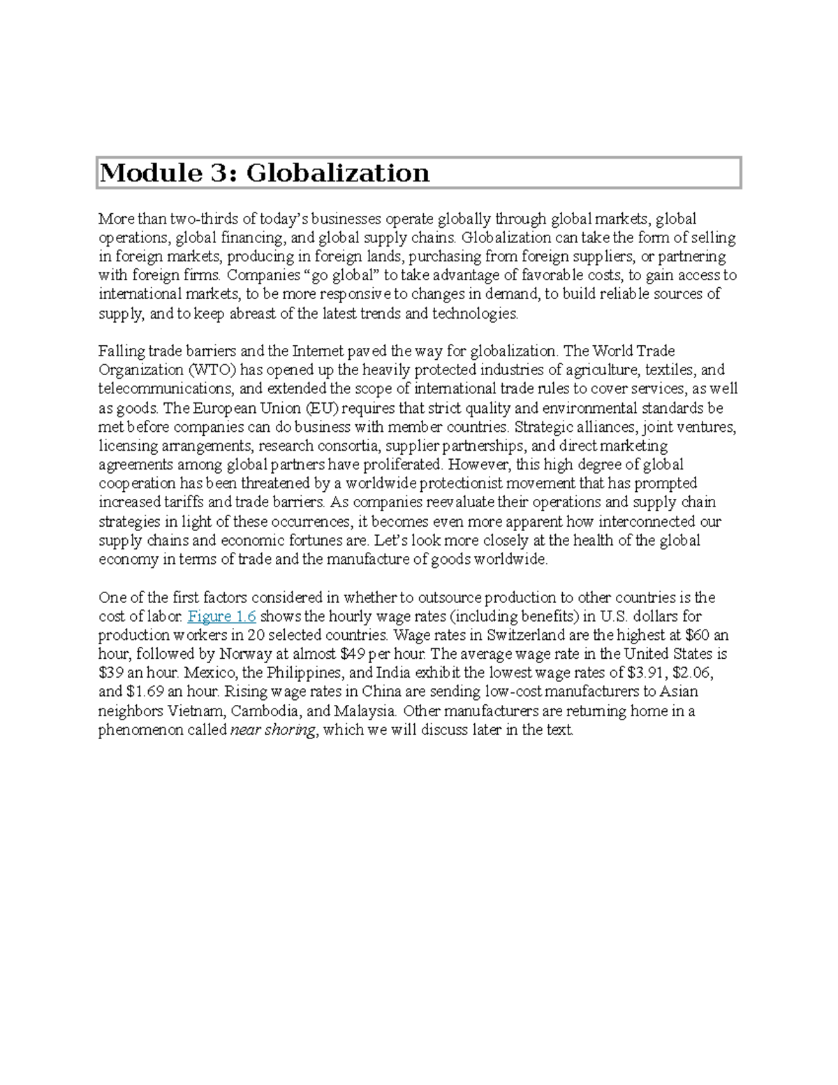 OM Module 34 - Notes - Module 3: Globalization More than two-thirds of ...