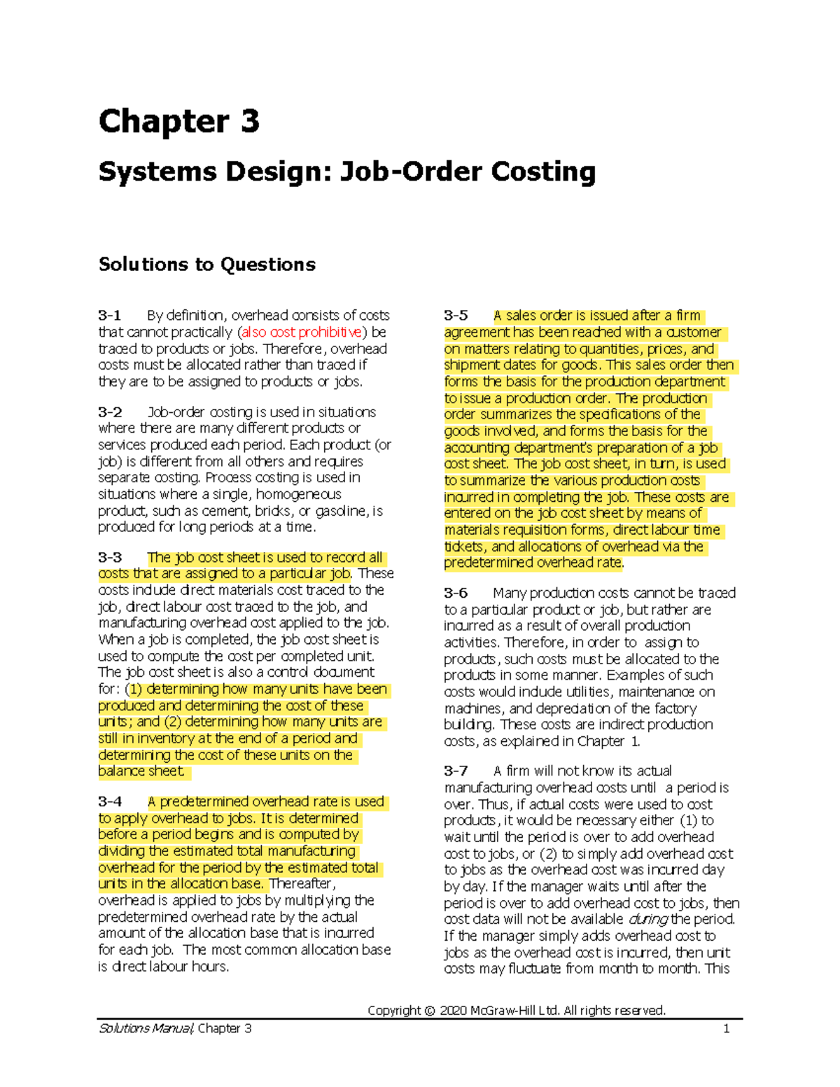 Soluiton Manual - chapter 3 - Copyright © 2020 McGraw-Hill Ltd. All ...