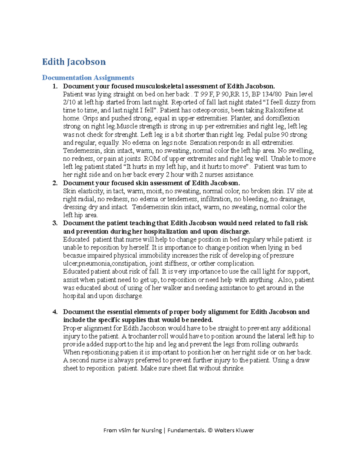 Edith Jacobson DA #5 - Care Plan Pneumonia - Edith Jacobson ...