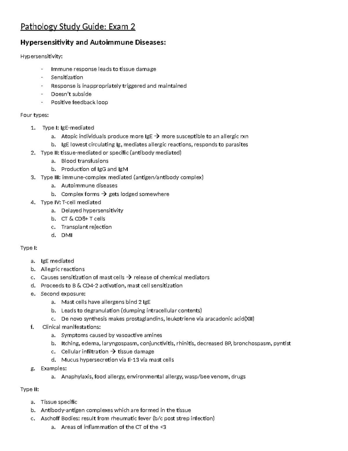 Pathology Study Guide Exam 2 - Atopic individuals produce more IgE more ...