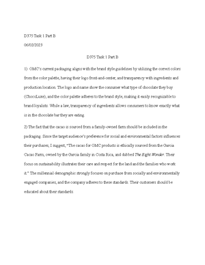 D375 Task 2 Parts A and B - Passed First Attempt - D375 Marke ng ...