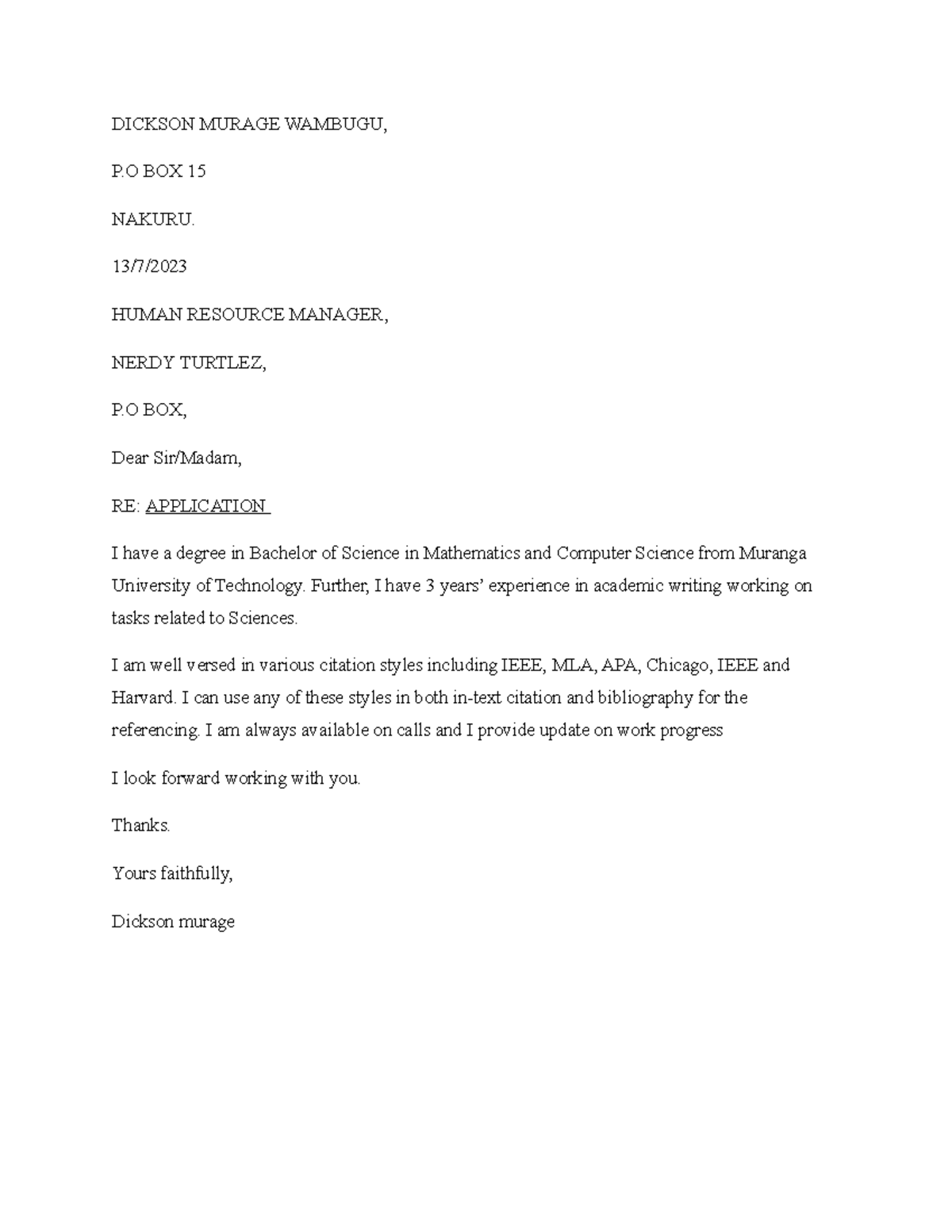 S 147316 20230713055317 alqmzpsdf CV - DICKSON MURAGE WAMBUGU, P BOX 15 NAKURU. 13/7/ HUMAN ...