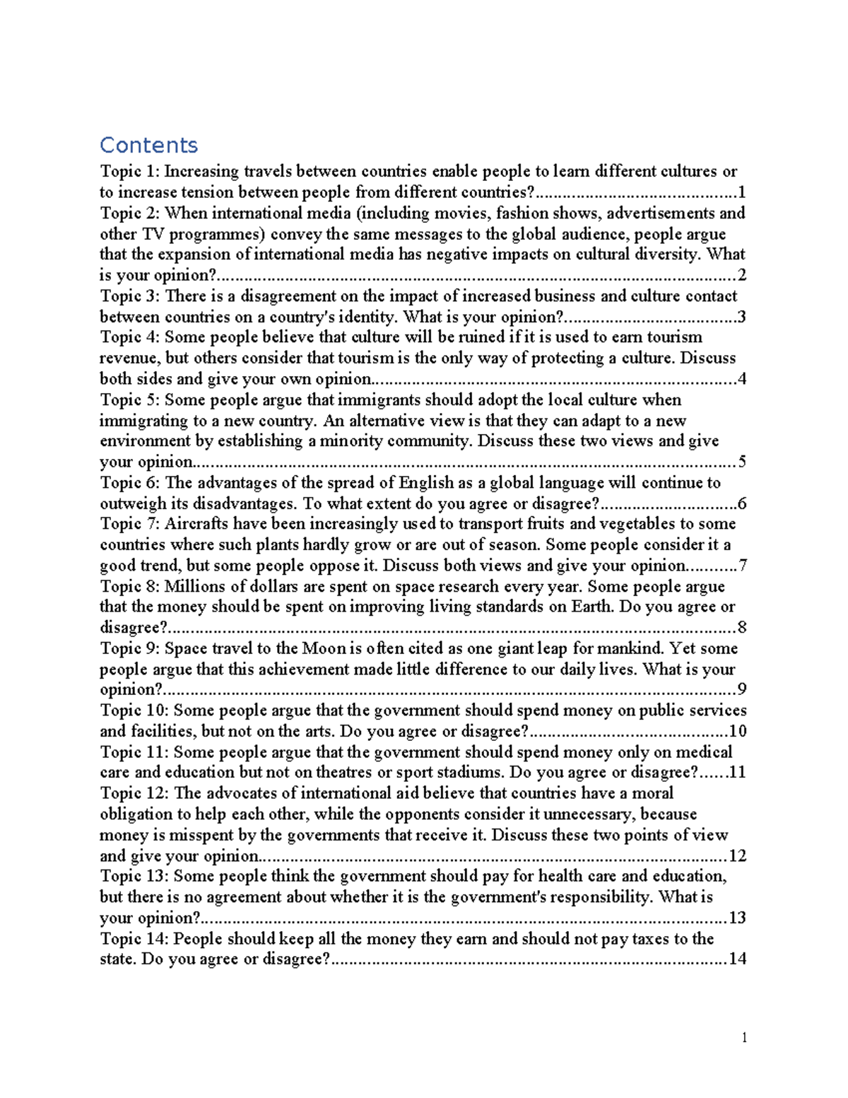 Mat Clark Writing Essey 2 1 1 - Contents Topic 1: Increasing travels ...