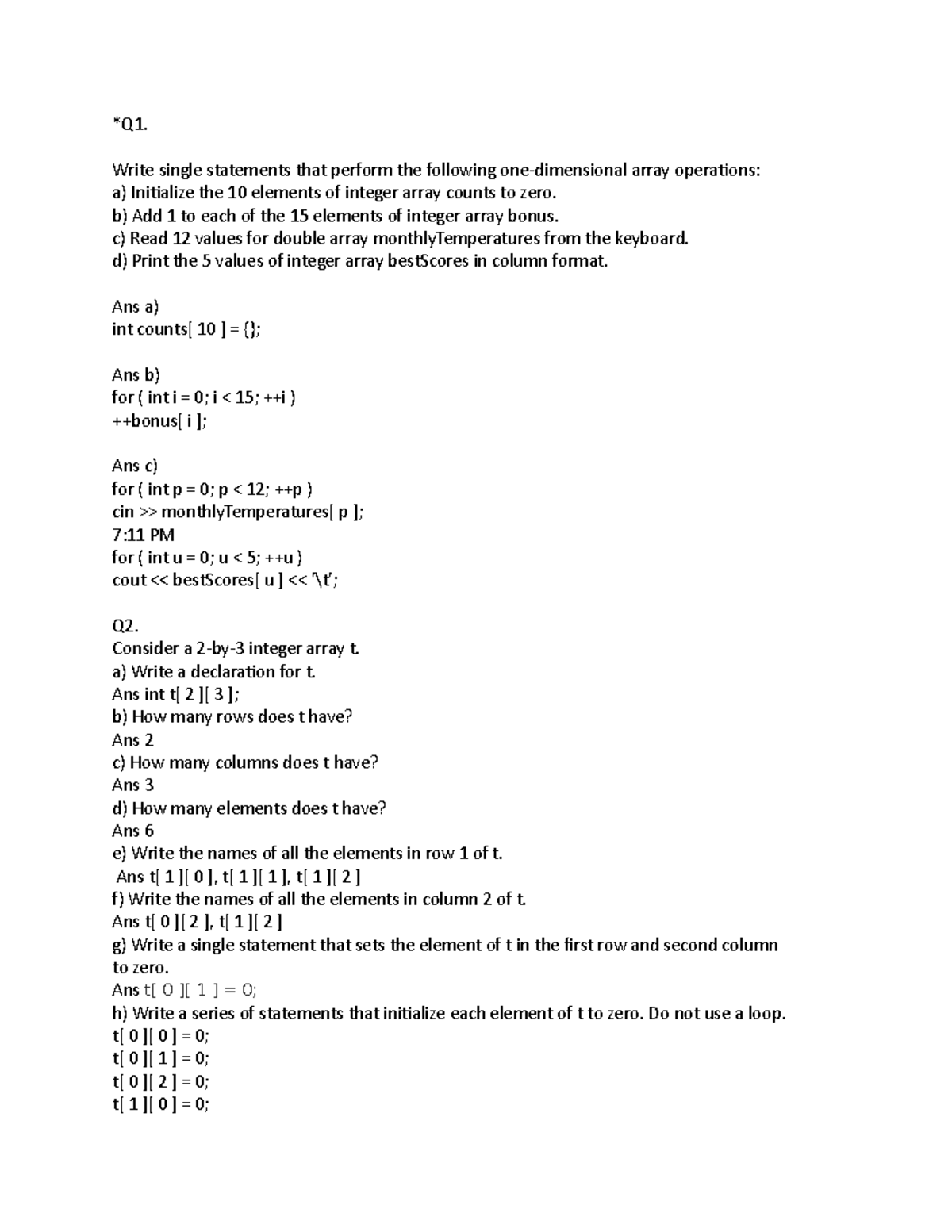 Exercise 27 - NOTES FOR UNIX - *Q1. Write single statements that ...