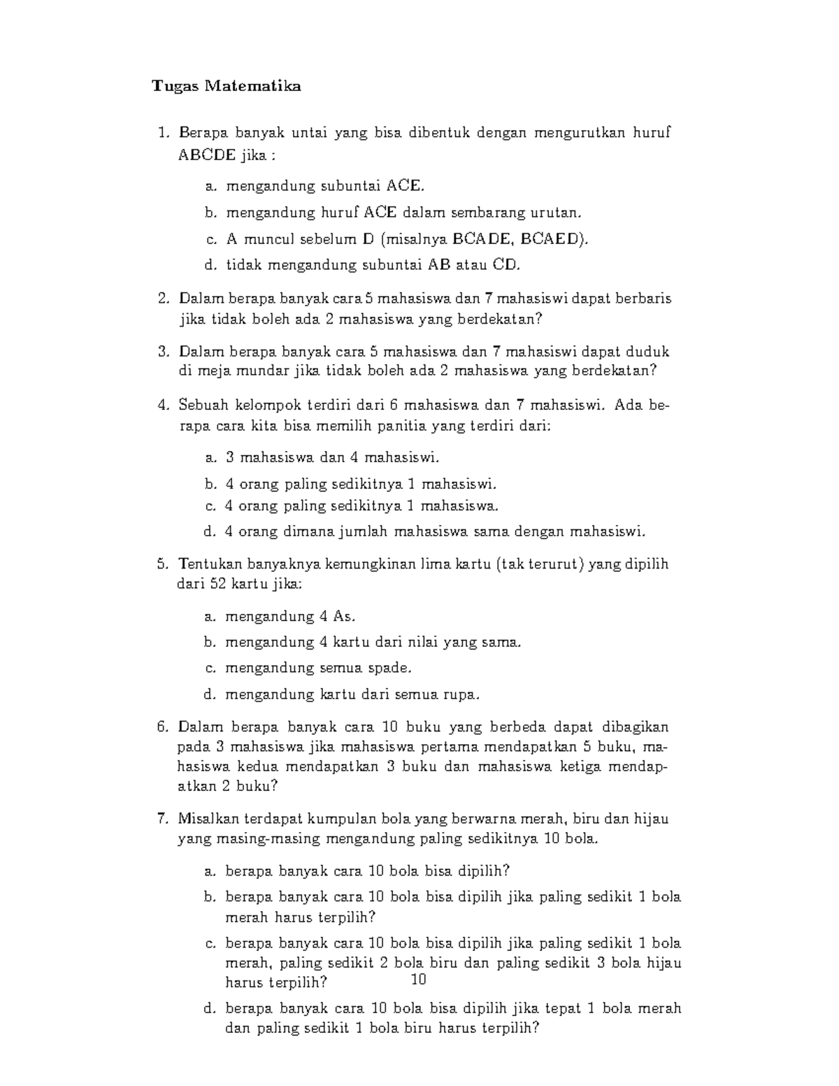 Tugas - Math discrete assigntment or tasl - ABCDE jika : b. mengandung ...