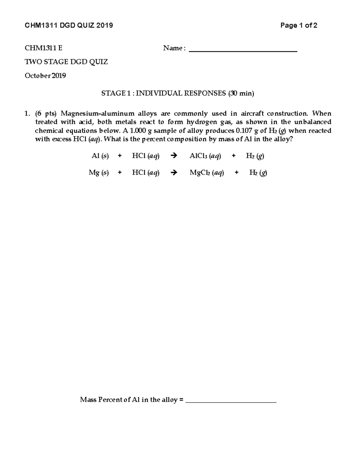 2019 Tests and Keys - Practice general chemistry exam 1 with answer key ...