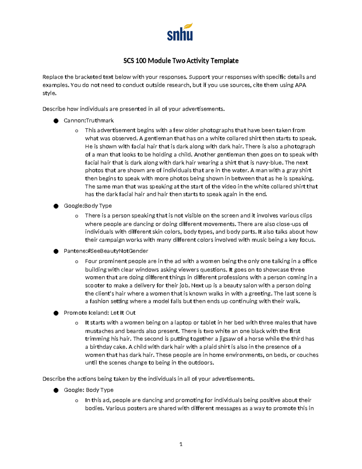 SCS 100 Module Two Activity Template - SCS 100 Module Two Activity ...