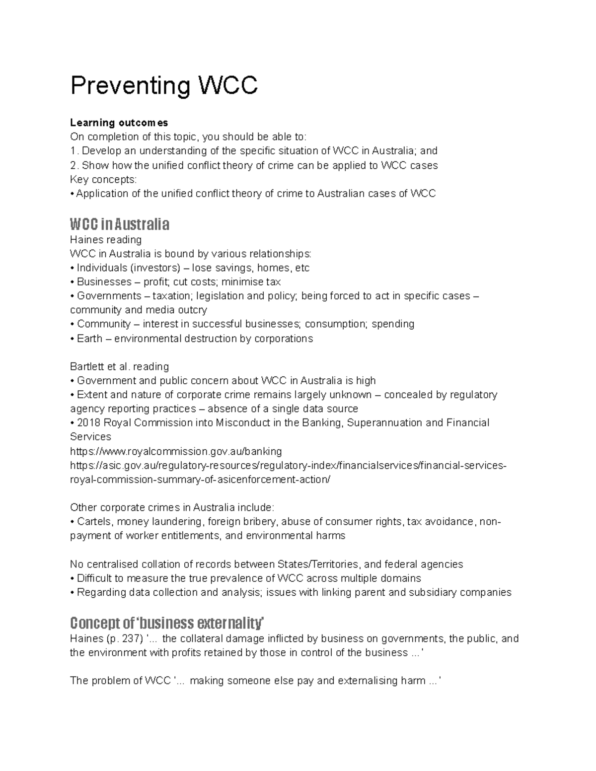 Preventing WCC - Preventing WCC Learning outcomes On completion of this ...