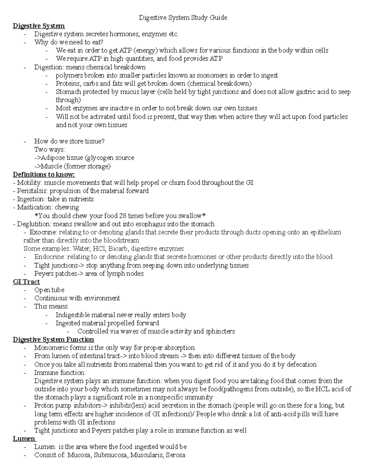 Digestive System Overview - Digestive System Study Guide Digestive ...