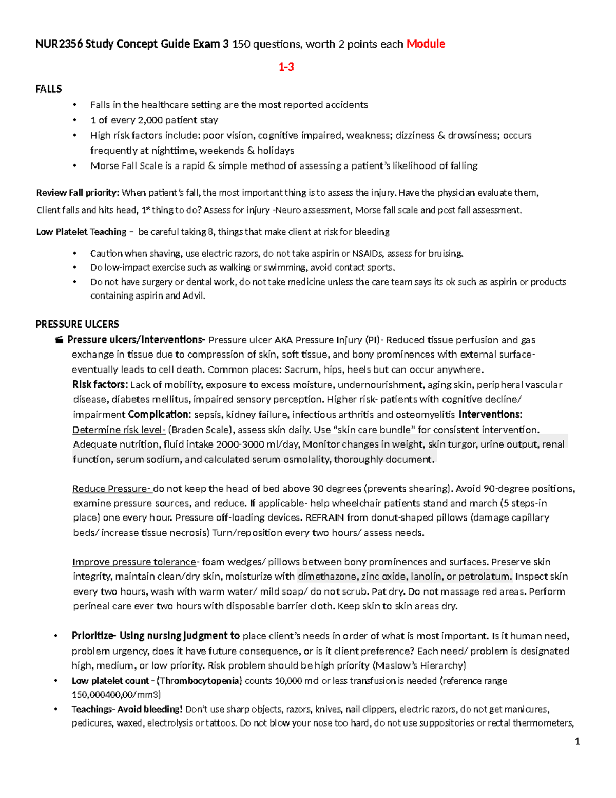 Final MDC Study Guide word - NUR2356 Study Concept Guide Exam 3 150 ...