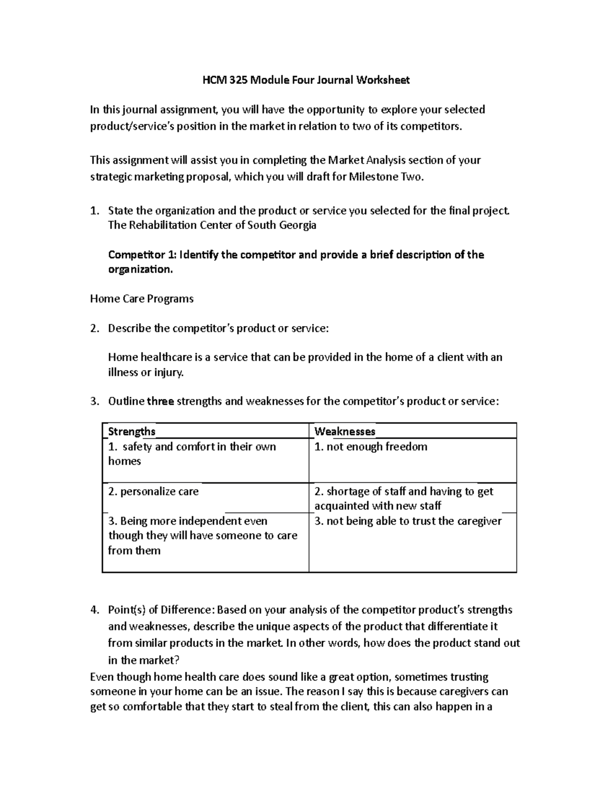 HCM 325 Module Four Journal Worksheet - This assignment will assist you ...