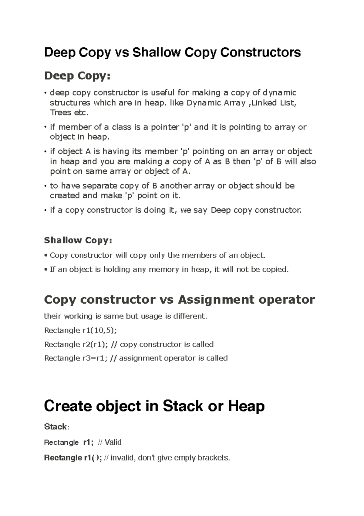 170 csklvkobeokb - Deep Copy vs Shallow Copy Constructors Deep Copy: • deep copy constructor is ...