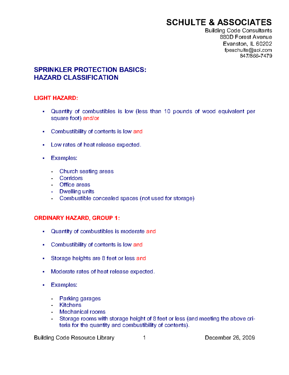 Hazard-Classification in fire protection system 2019 - SCHULTE ...