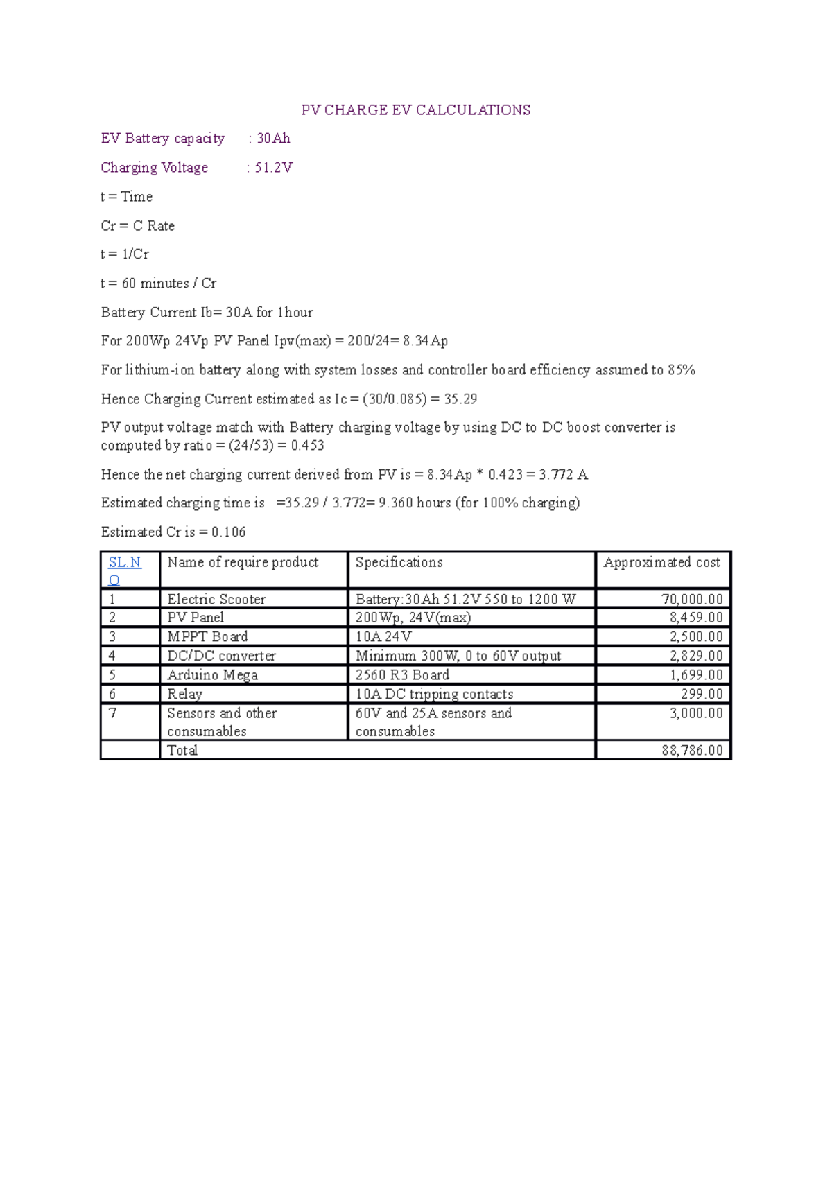 PV Charge EV Calculations - PV CHARGE EV CALCULATIONS EV Battery ...