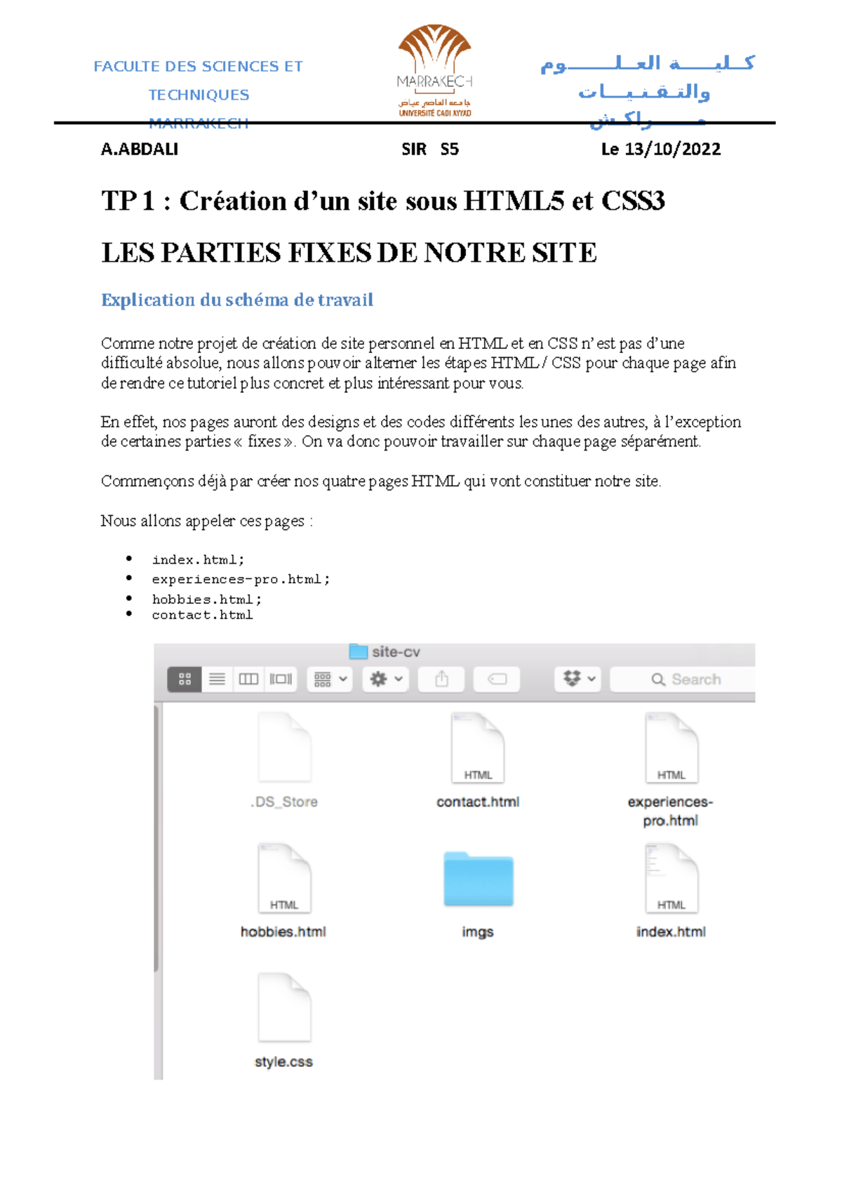 TP2 Création Site CV - Cours et exercices d'informatique - A SIR S5 Le 13/10/ TP 1 : Création d ...