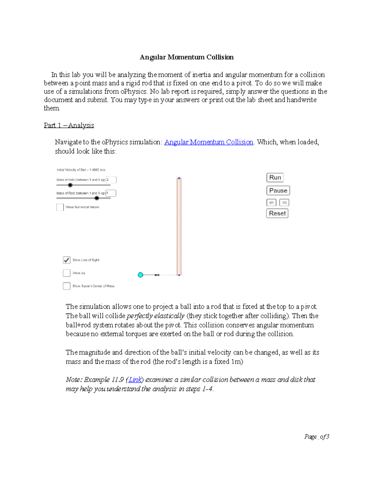 Investigation #10- Angular Momentum Collision - Angular Momentum ...