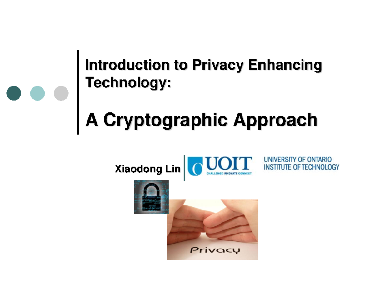Summary - Introduction to privacy enhancing technology - a ...