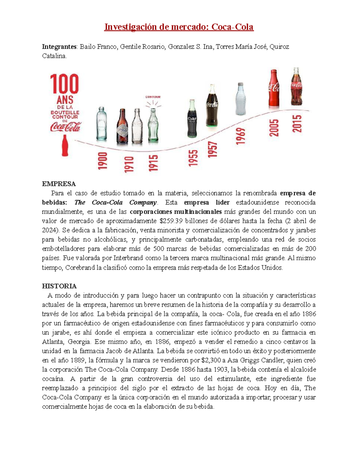 Actividad de proceso Investigación de Mercado: Coca-Cola - Integrantes ...